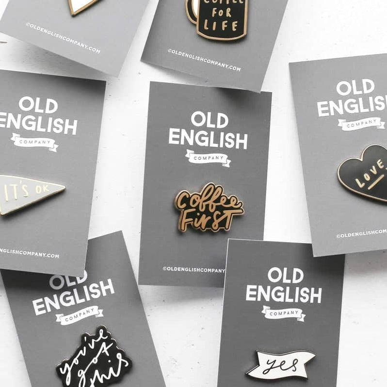 Hey Envelope Enamel Pin - Black and Gold Enamel Pin — Old English Company